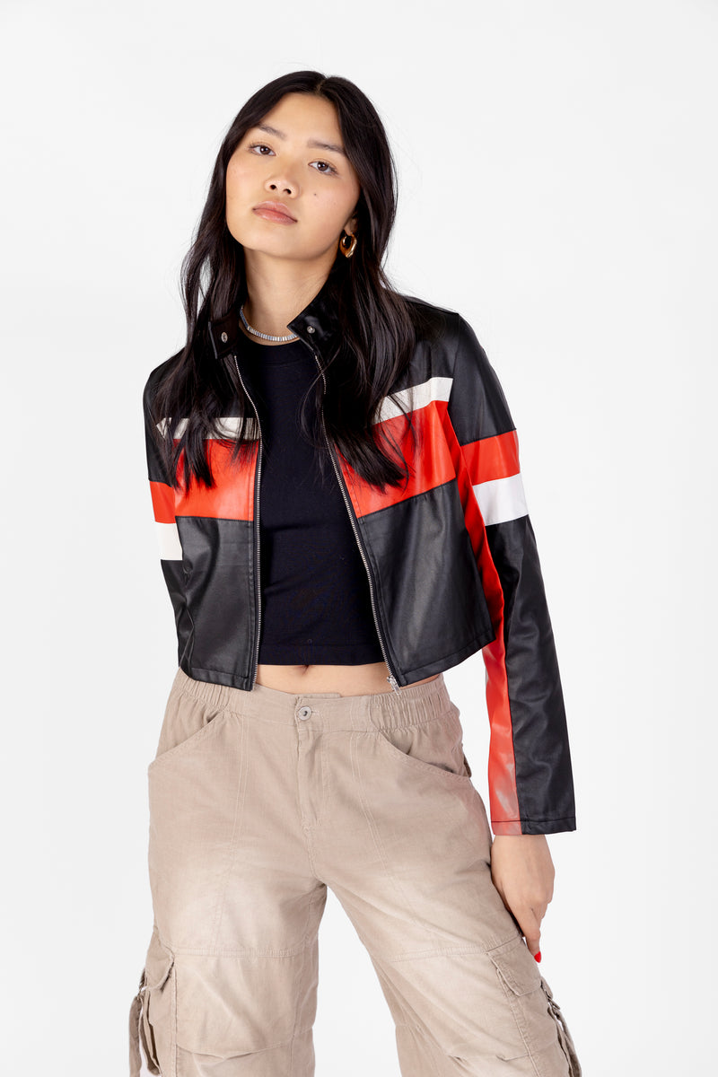 SALE - Cooper Faux Leather Track Jacket – fab'rik