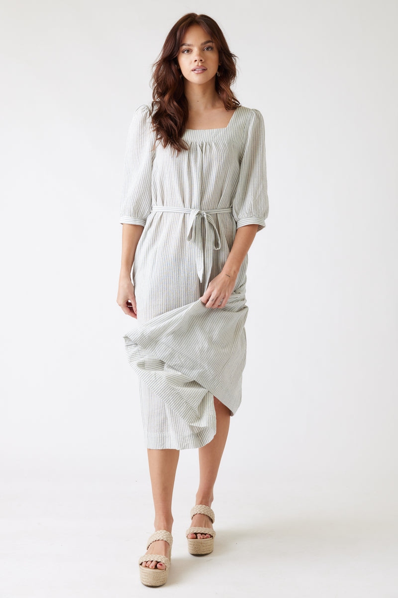SALE - Alexa Linen Striped Midi Dress – fab'rik